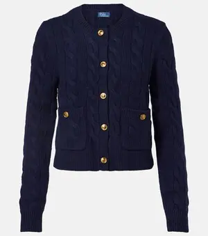 Polo Ralph Lauren Cable-knit Wool And Cashmere Cardigan - Blue