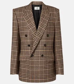 Saint Laurent Double-Breasted Silk And Cashmere Blazer Beige