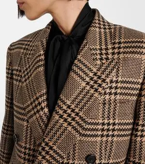 Saint Laurent Double-breasted Silk And Cashmere Blazer - Beige