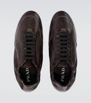 Prada Leather Sneakers - Brown