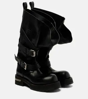 Balenciaga Venom Leather Combat Boots - Black