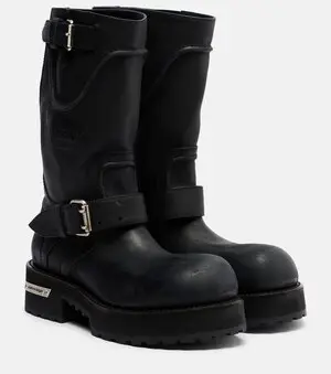 Balenciaga Venom Leather Combat Boots - Black