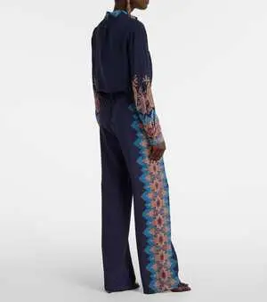 Etro Printed Silk Crêpe De Chine Straight Pants