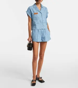 Versace Barocco Denim Chambray Shorts