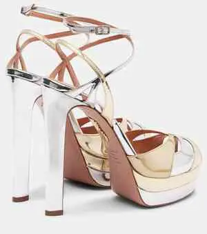 AQUAZZURA Moves 130 Mirrored Leather Platform Sandals