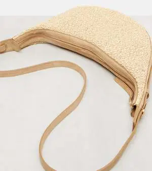Khaite Augustina Small Raffia And Suede Crossbody Bag - Beige