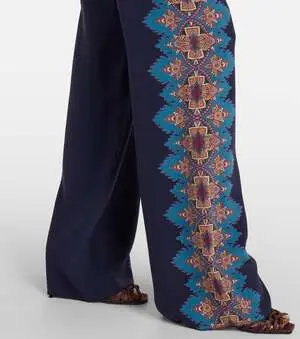 Etro Printed Silk Crepe De Chine Straight Pants