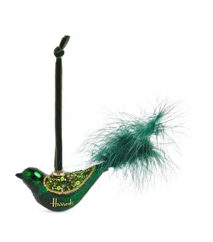 Harrods Embellished Bird Tree Decoration - Green
