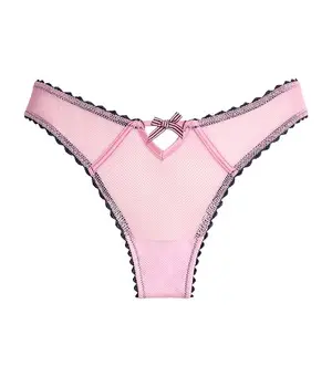Fleur Du Mal Fishnet Sabrina Thong - Pink