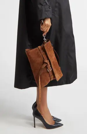 Moschino Suede Clutch With Adjustable Belt
