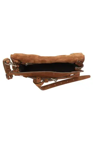 Moschino Suede Clutch With Adjustable Belt - Brown