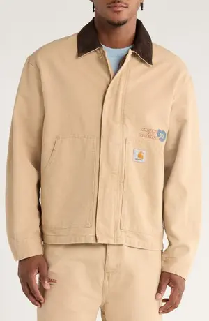 Carhartt Work In Progress Og Arcan Graphic Organic Cotton Canvas Jacket - Dusty Heather Brown/tobacco