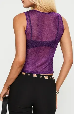 Princess Polly Metallic Sheer Mesh Tank