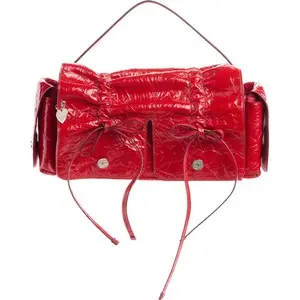 Acne Studios Multipocket Crinkle Patent Leather Top Handle Bag - Red