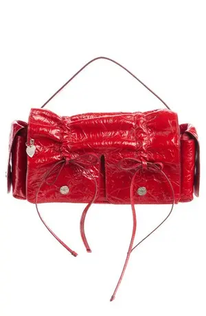 Acne Studios Multipocket Crinkle Patent Leather Top Handle Bag