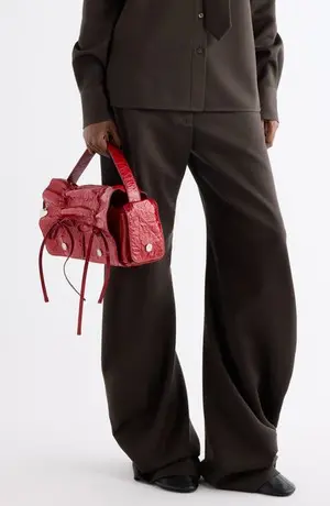 Acne Studios Multipocket Crinkle Patent Leather Top Handle Bag