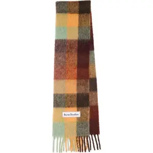 Acne Studios Vally Plaid Alpaca Chestnut Brown/yellow/green