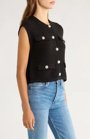 Blanknyc Button Sleeveless Sweater Vest