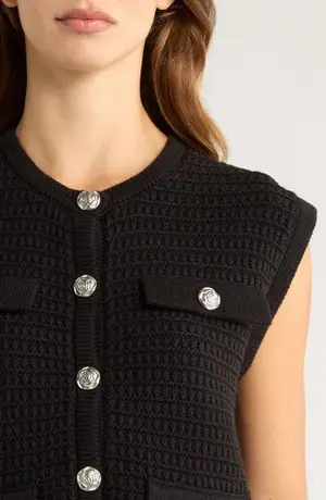 Blanknyc Button Sleeveless Sweater Vest