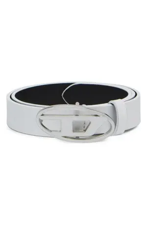 DIESEL® Oval D Buckle Leather Belt - White