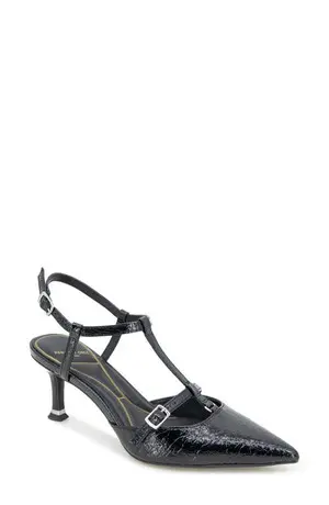 KENNETH COLE Pointed-toe Kitten Heel Pumps - Black Patent