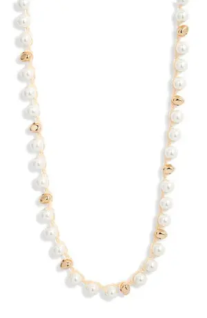 NORDSTROM Faux Pearl Macramé Long Necklace