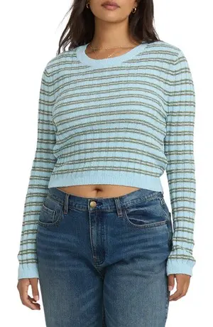 BILLABONG Ribbed Crop Sweater - Misty Blue