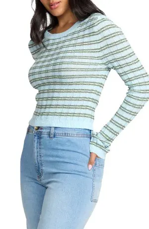BILLABONG Ribbed Crop Sweater - Misty Blue