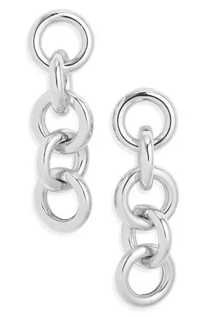 OPEN EDIT Round Link Drop Earrings Silver