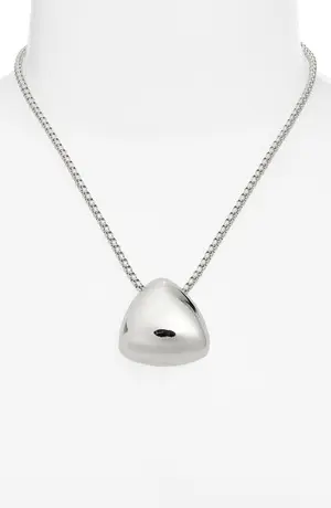 OPEN EDIT Puffy Triangle Pendant Necklace - Silver
