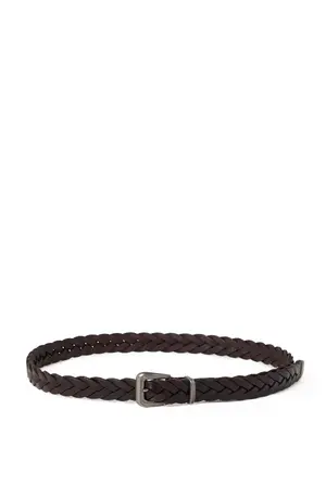 Brunello Cucinelli Braided Leather Belt - Rust Brown