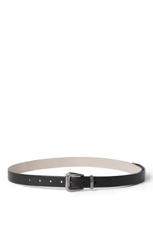 Brunello Cucinelli Vachetta Leather Belt With Monili - Black