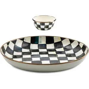 MACKENZIE-CHILDS Courtly Check Chip & Dip Set - Black/white