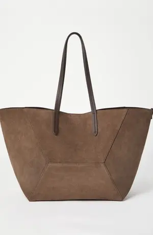 Brunello Cucinelli Large Suede Bc Duo Bag - Bark