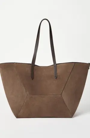 Brunello Cucinelli Large Suede Bc Duo Bag - Bark