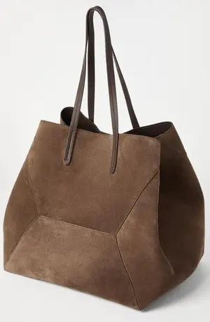Brunello Cucinelli Large Suede Bc Duo Bag - Bark