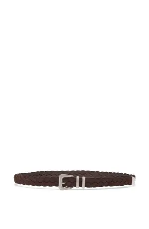 Brunello Cucinelli Calfskin Braided Belt - Rust Brown