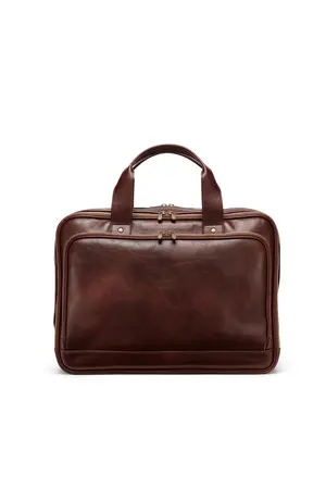 Brunello Cucinelli Calfskin Leather Briefcase - Burgundy