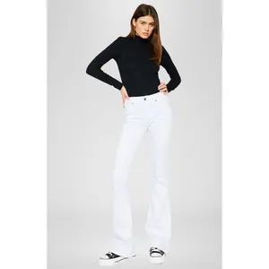 KANCAN Mid Rise Flare Jeans - White