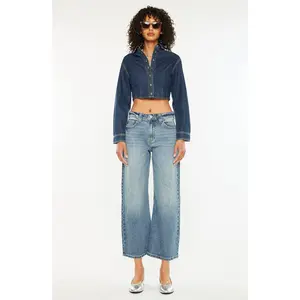 KANCAN Daliah Mid Rise Loose Barrel Jeans - Medium Wash