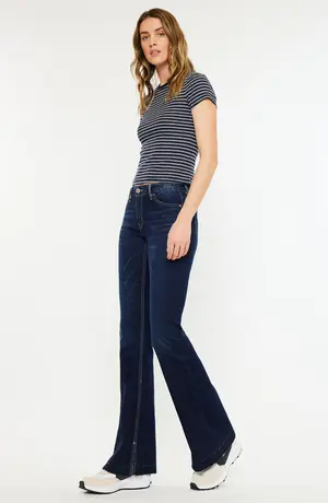 KANCAN Heidi Mid Rise Flare Jeans - Dark Wash