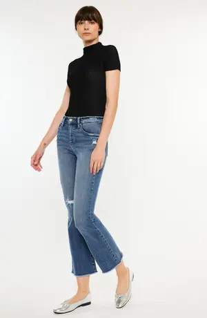 KANCAN High Rise Cropped Bootcut Jeans