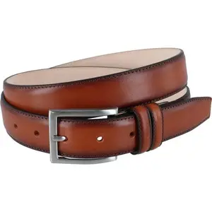 TRAFALGAR Malik Burnished Feather Edged 32mm Leather Belt