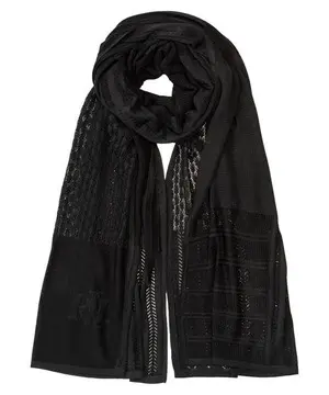 Ralph Lauren Pointelle Patchwork Wrap - Black