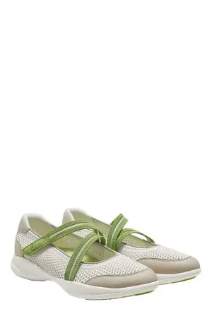 Vivaia Round-Toe Mary Jane Sneaker Flats Spot Natural Willow Green