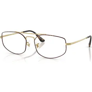 Ray-ban 58mm Irregular Full Rim Optical Glasses - Tortoise Light