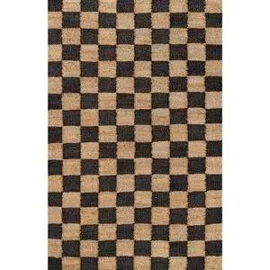 JONATHAN Y Theo Modern Farmhouse Woven Jute Checkerboard Area Rug - Natural/black