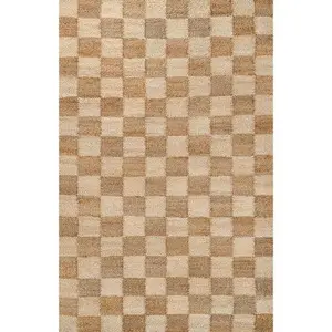 JONATHAN Y Theo Modern Farmhouse Woven Jute Checkerboard Area Rug - Natural/bleach