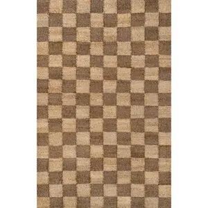 JONATHAN Y Theo Modern Farmhouse Woven Jute Checkerboard Area Rug - Natural/brown