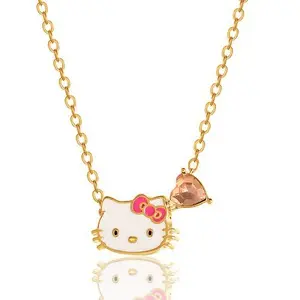 SALLYROSE Hello Kitty Heart Charm Birthstone Necklace - Gold